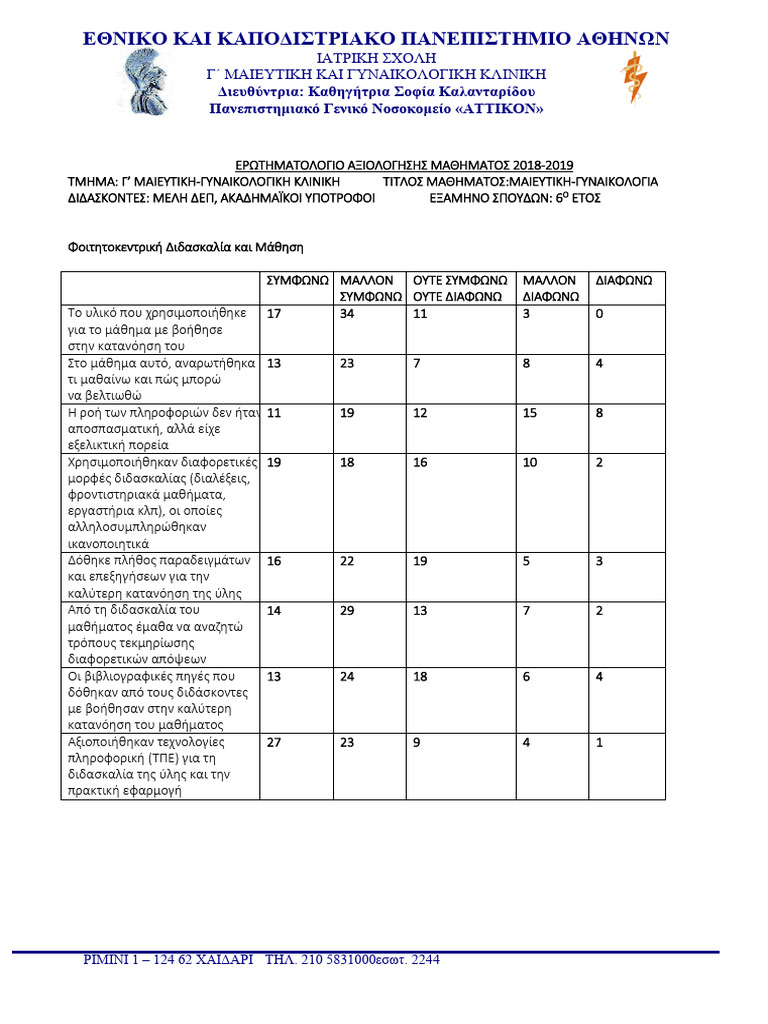 Maieytiki Gynaikologia G Kl. Attiko 2018-2019 | PDF