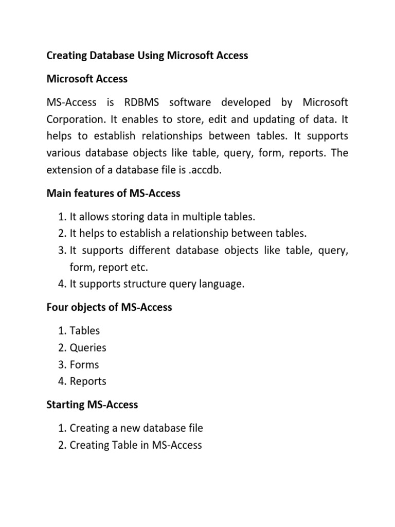 MS Access | PDF | Microsoft Access | Databases
