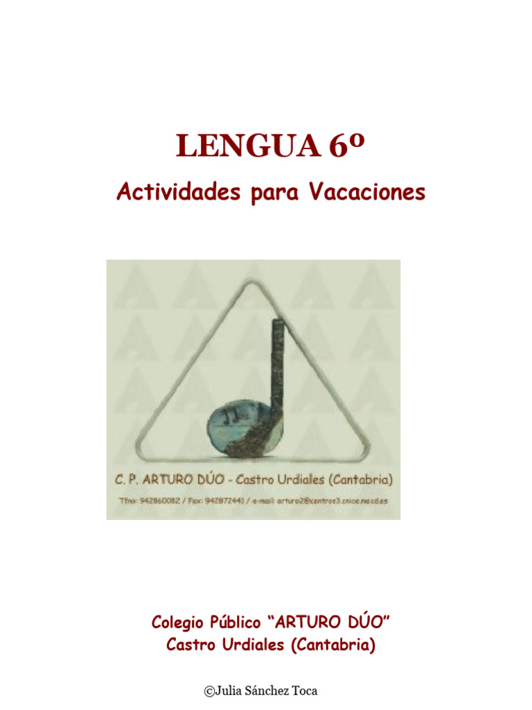 Actividades para Vacaciones Lengua 6º de Primaria | PDF | Gramática ...