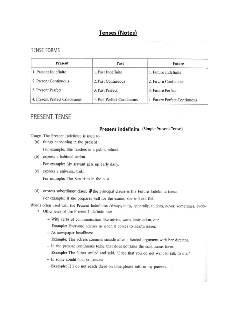 Tenses Notes | PDF