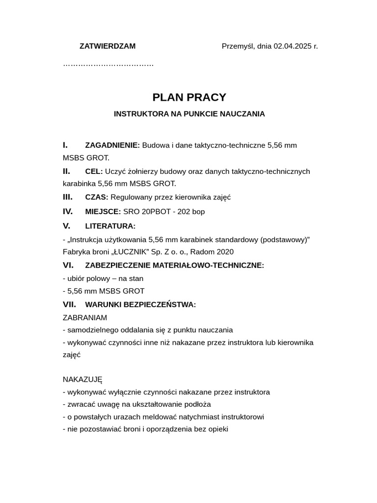 Budowa I Dane Taktyczno-Techniczne 5,56 MM MSBS GROT | PDF