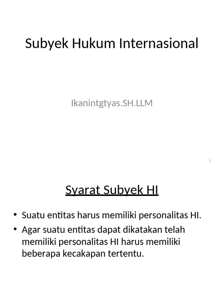 Subyek Hukum Internasional | PDF