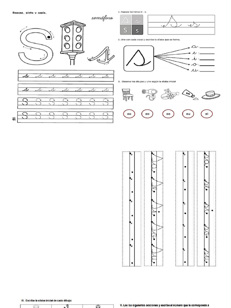 Guías Letra S y 4 Letras. | PDF