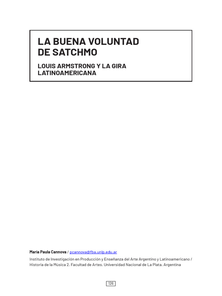 Cannova - La Buena Voluntad de Satchmo | PDF | Jazz | Poder suave