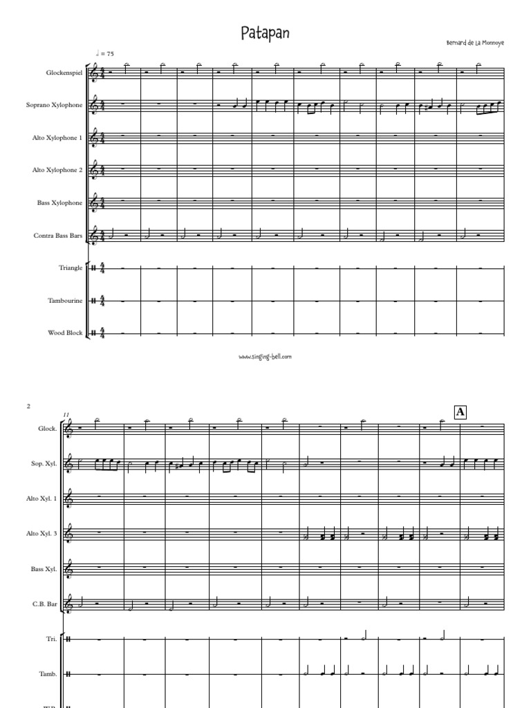 Patapan Easy Orff Sheet Music Singing Bell | PDF