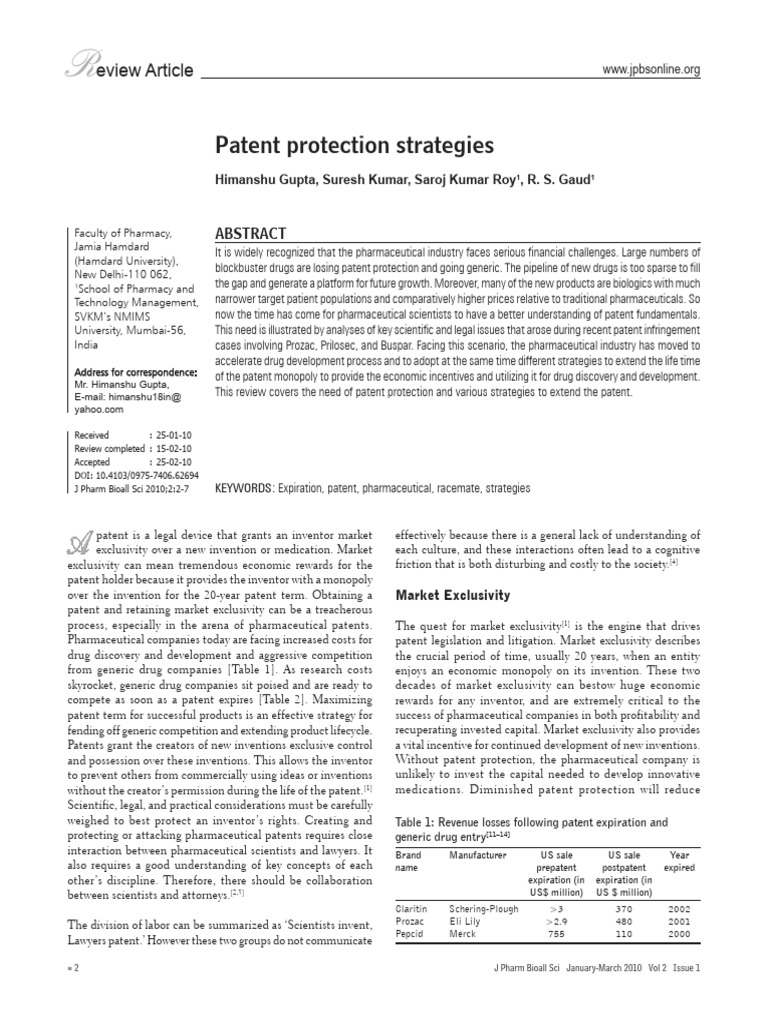 Patent Protection Strategies.2 | PDF | Generic Drug | Pharmaceutical ...