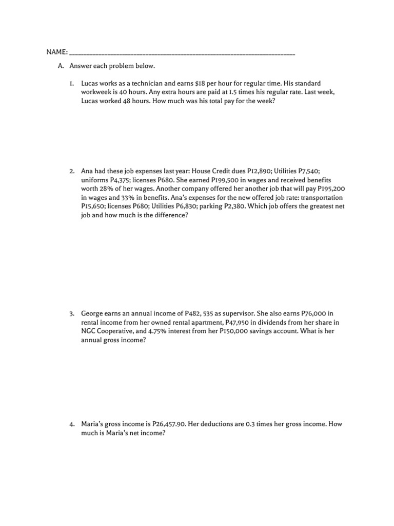 Salaries and Wages Worksheet | PDF | Employment | Salary