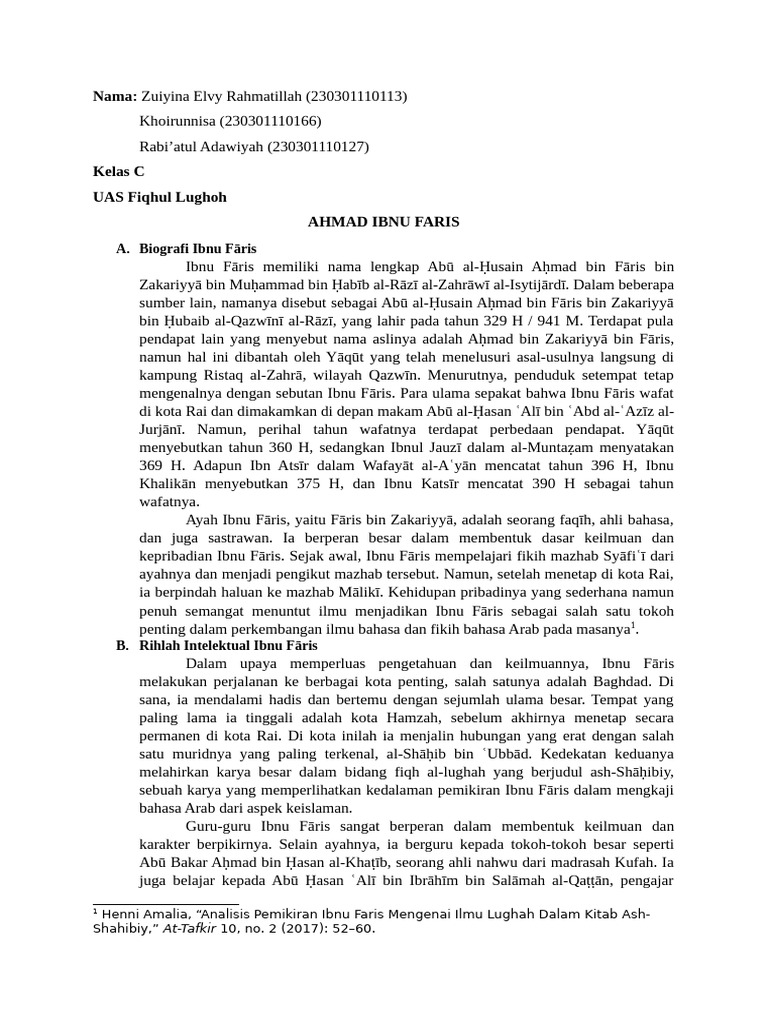 Materi Ibnu Faris | PDF