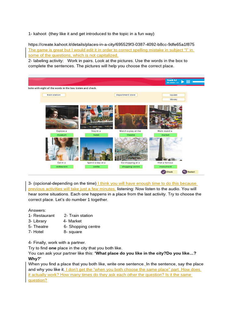 Fun Activities for Learning City Places | PDF