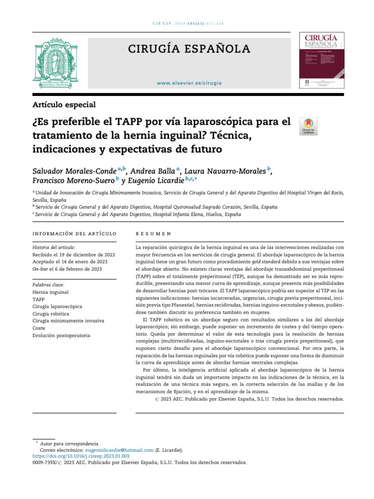 Tapp | PDF | Medicina CLINICA | Especialidades Quirúrgicas