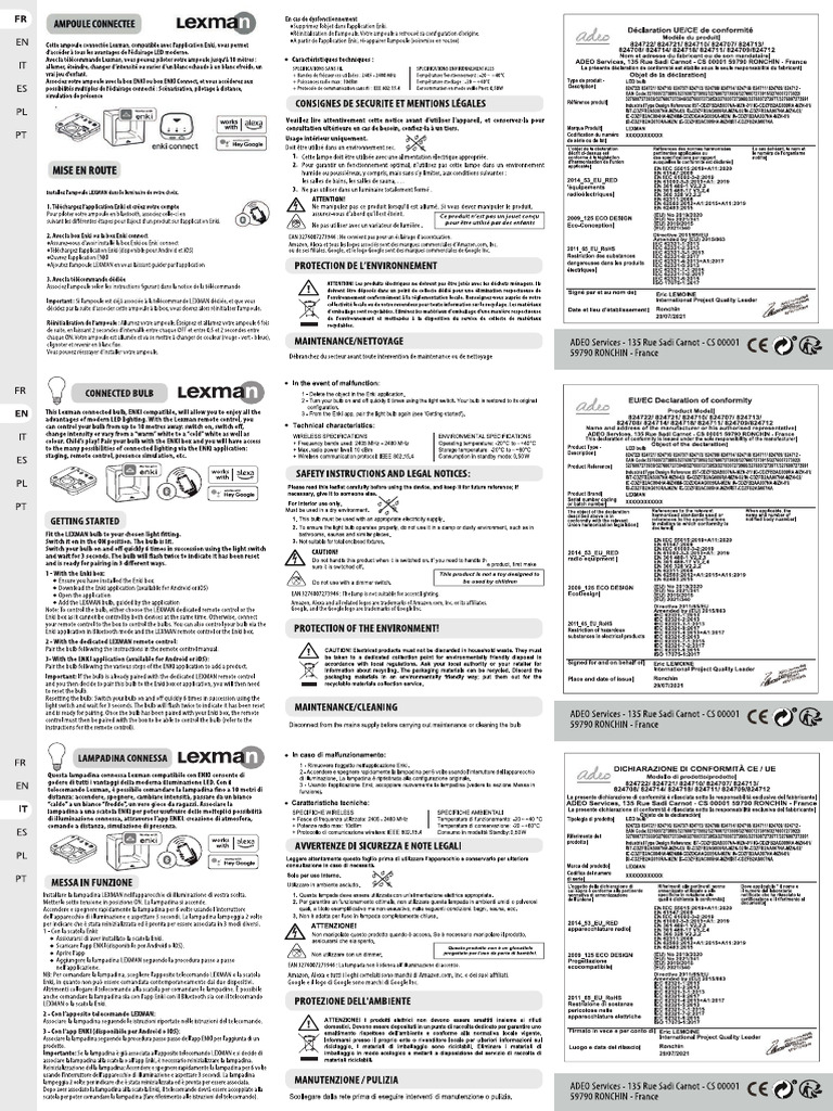 Handleiding Lexman-Enki E27 RGBW LED Lamp | PDF