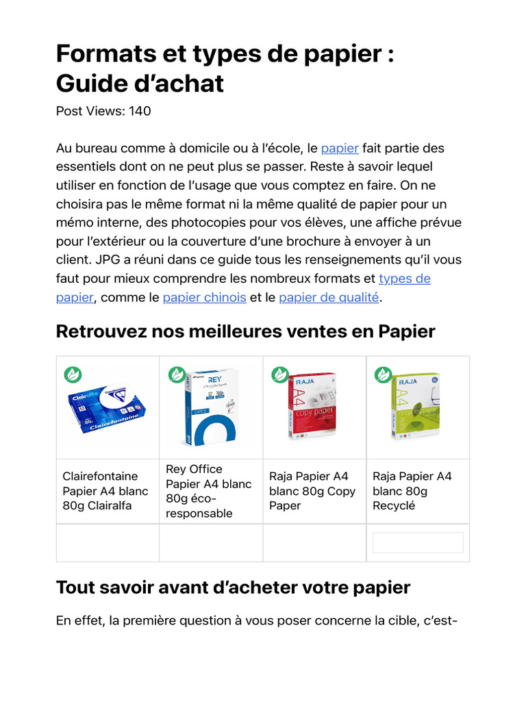 Guide des formats de papier essentiels | PDF | Papier | Impression