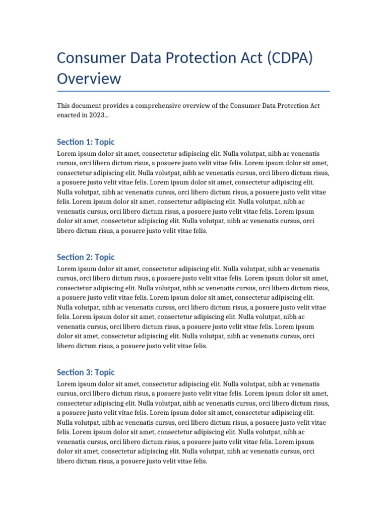 Consumer Data Protection Act Overview | PDF