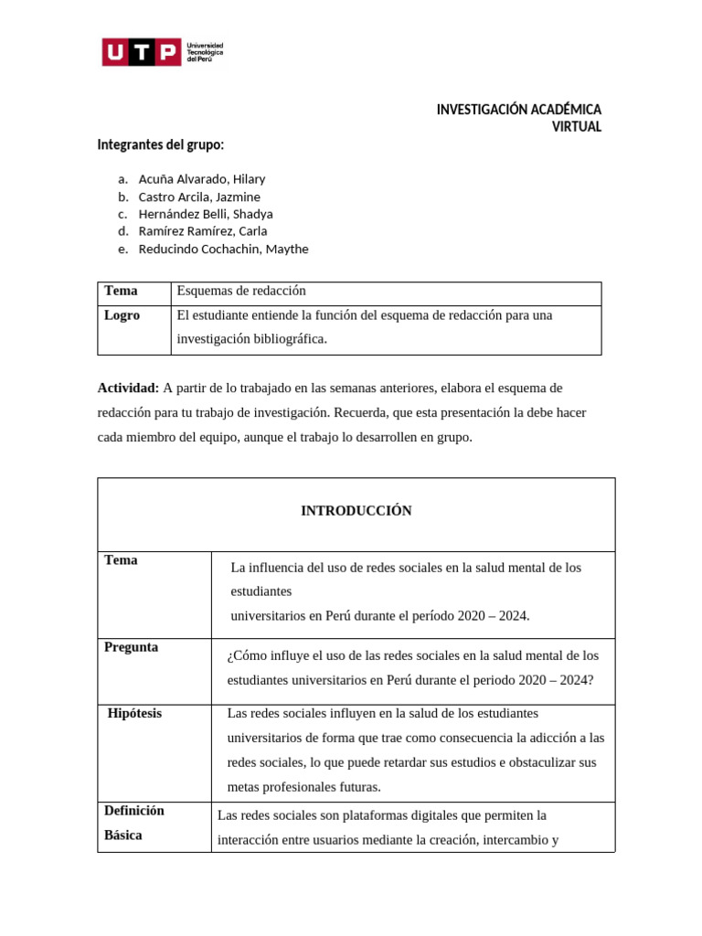 Semana 10 Esquema - Investigación | PDF | Redes sociales | Cultura ...