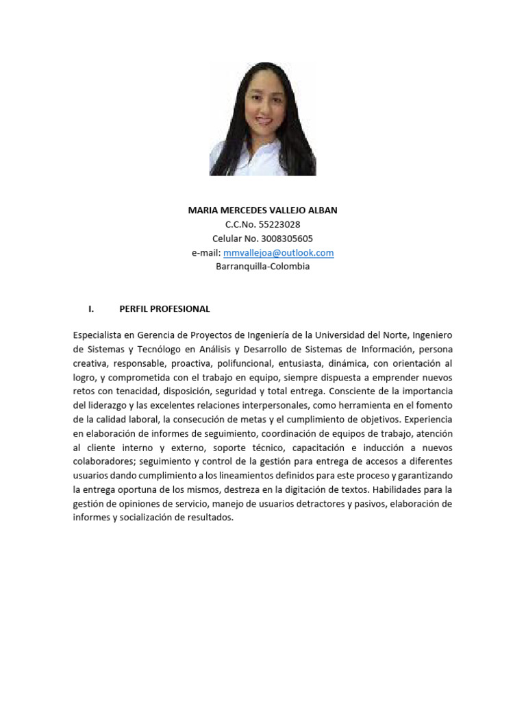 CV - Maria Mercedes Vallejo Alban | PDF | Itil | Business