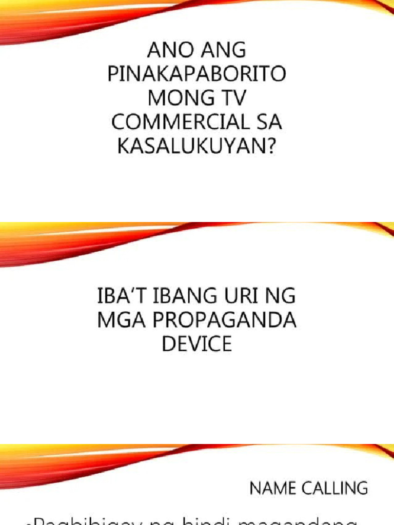 SHS - Lesson 4.2 Propaganda Devices Persuweysib | PDF