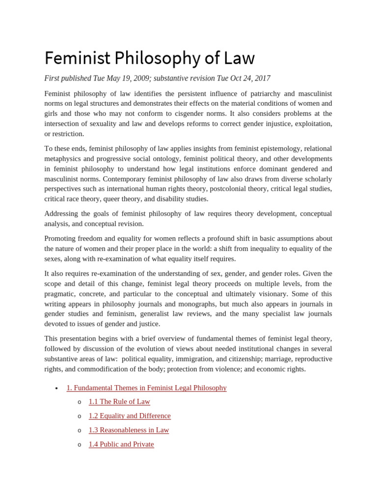 Feminist Legal Theory Overview | PDF | Feminism | Gender Studies