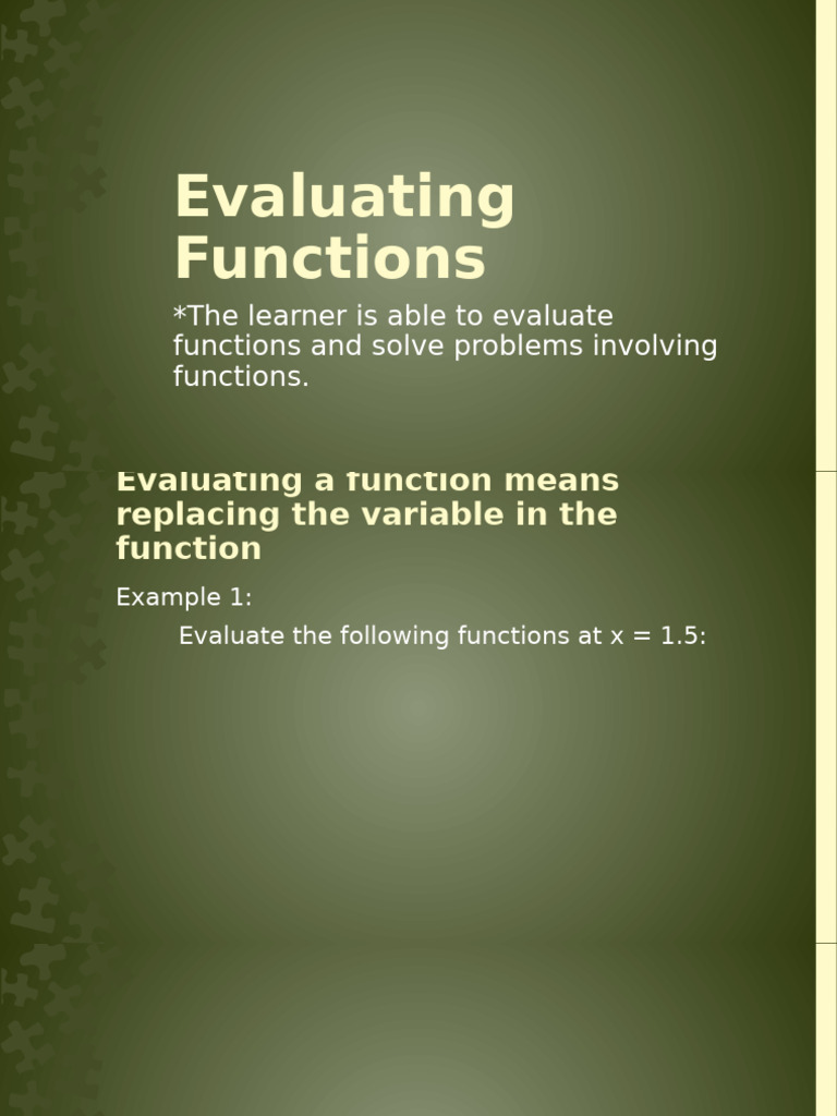 Evaluating Functions | PDF