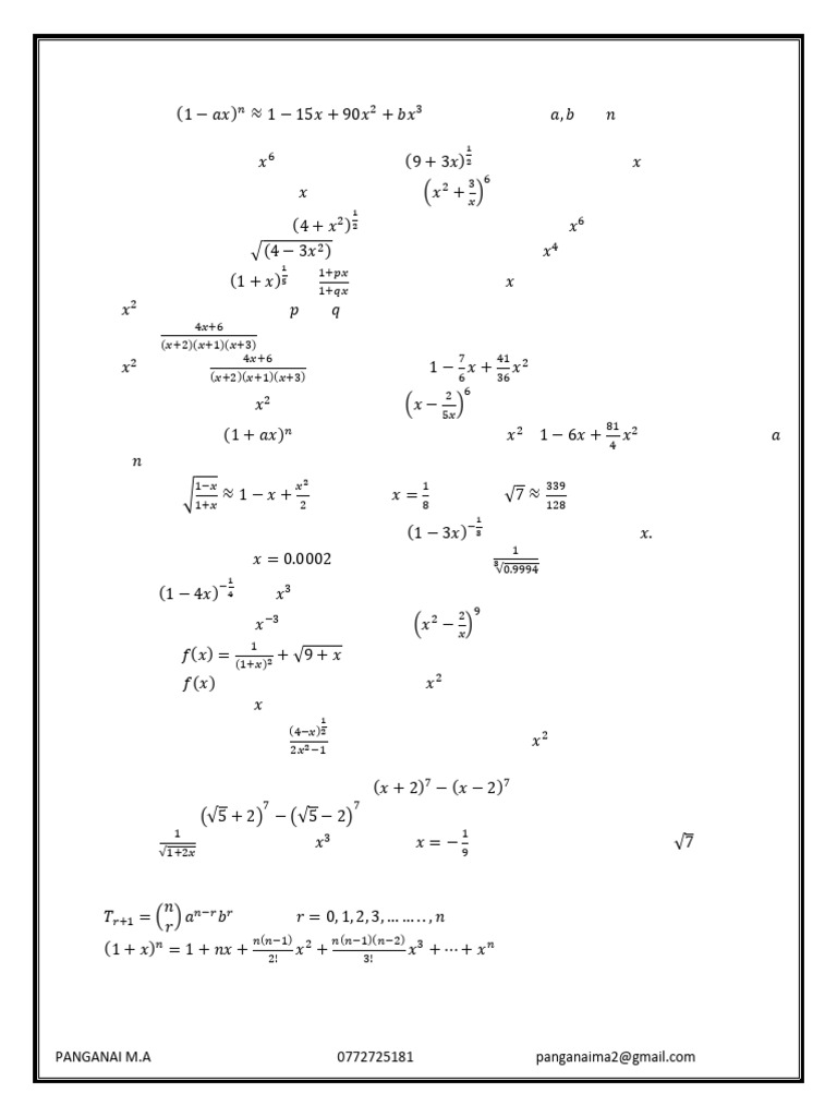 J10 Exam Questions on Series Expansions | PDF | Chess Theory | Mathematics
