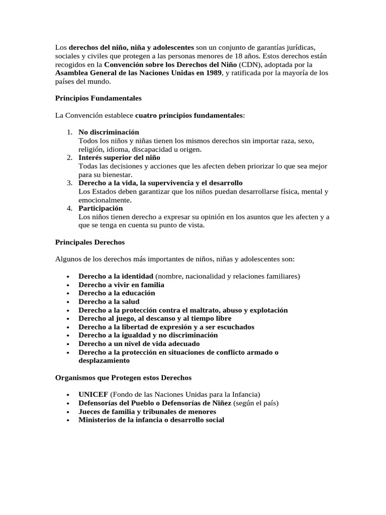 Derechos Del Niño, Niña y Adolescente | PDF | Derechos de los niños ...