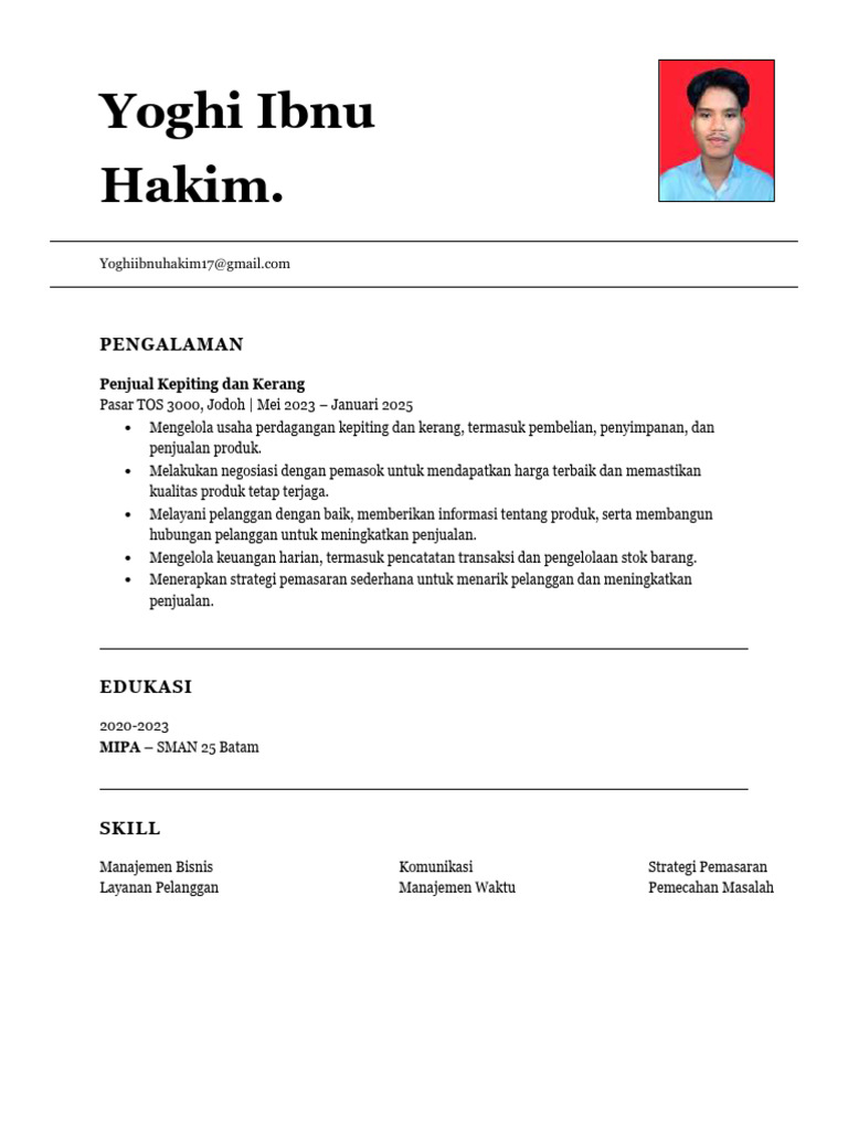 CV Yoghi Ibnu Hakim | PDF