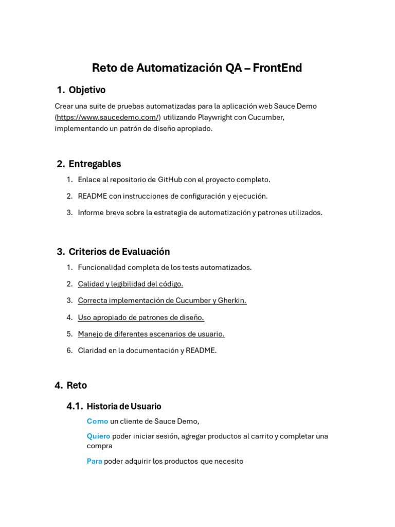 Reto de Automatización QA-Front | PDF