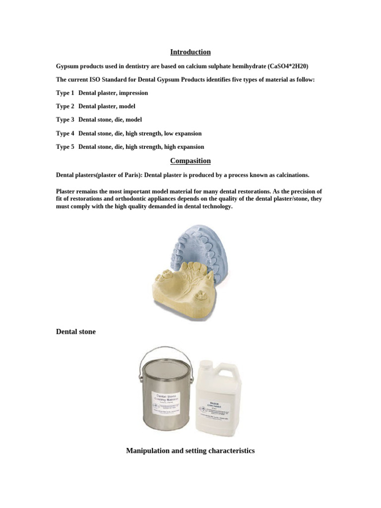 Gypsum Products For Dental Casts | PDF | Plaster | Mechanical Engineering