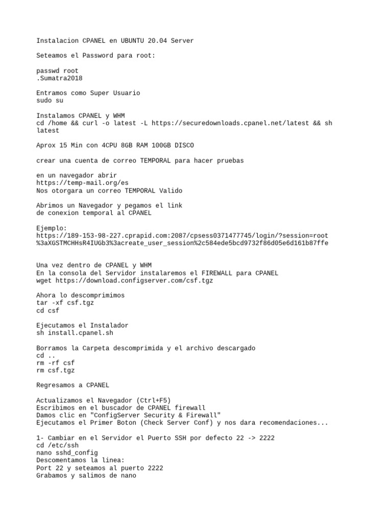 Instalacion de CPANEL + WHM en Ubuntu 22.04 | PDF | Informática | Cibercrimen