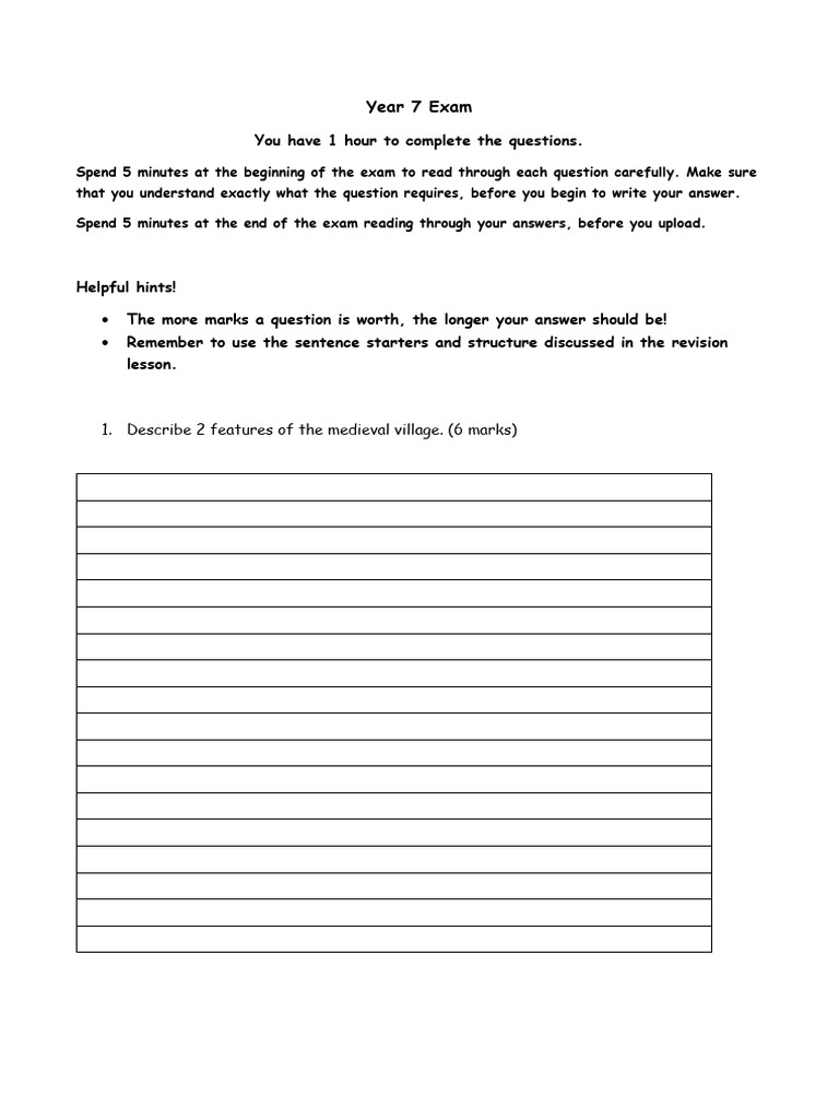Year 7 History Exam 2019 | PDF | Richard I Of England