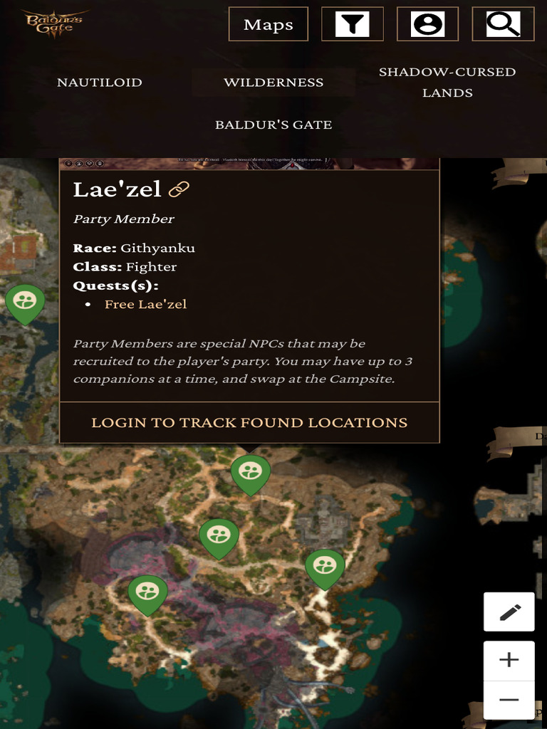 Wilderness Baldur's Gate 3 Interactive Map Ma | PDF