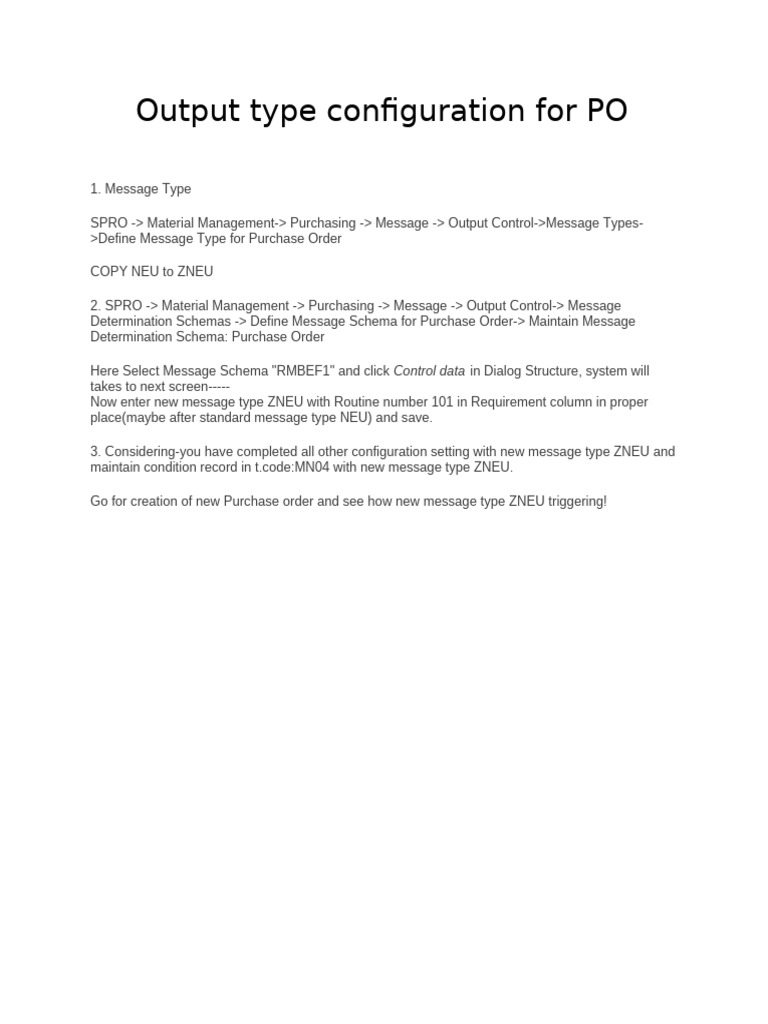 Output Type Configuration For PO | PDF