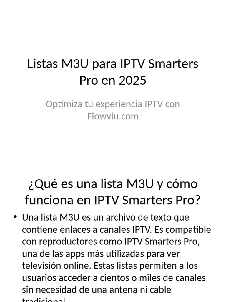 Listas M3U para IPTV Smarters Pro 2025 | PDF