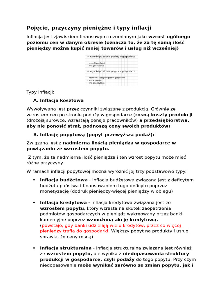 #5 Inflacja, Typy Inflacji | PDF