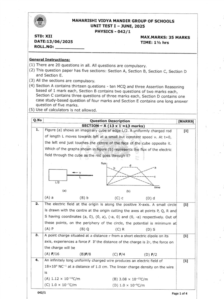 XII Physics QP | PDF