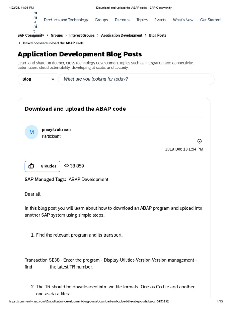 and Upload The ABAP Code - SAP Community | PDF | Computer File | Software Engineering