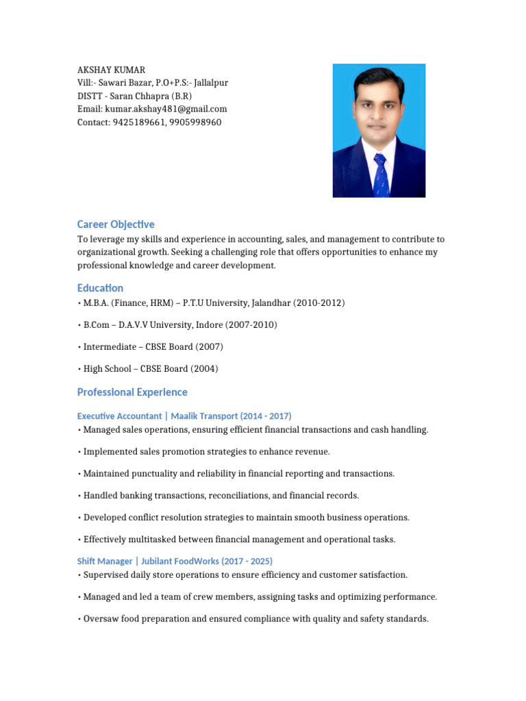 Akshay Kumar Updated Resume | PDF | Economies | Business
