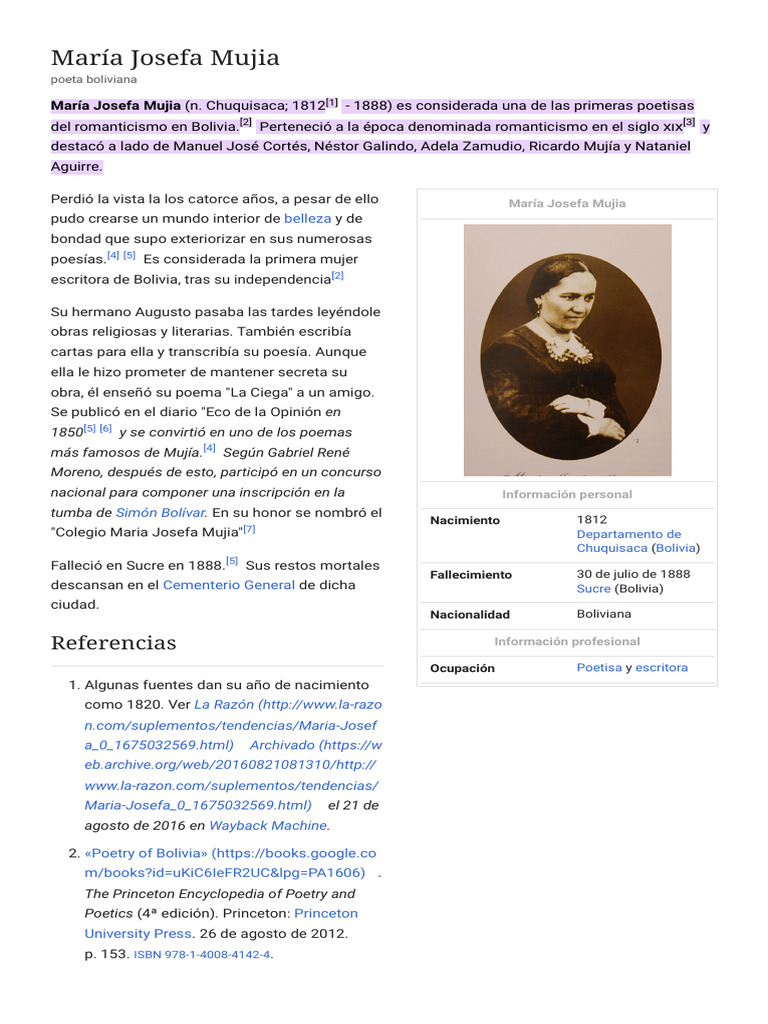 María Josefa Mujia - Wikipedia, La Enciclopedia Libre | PDF | Poetas ...