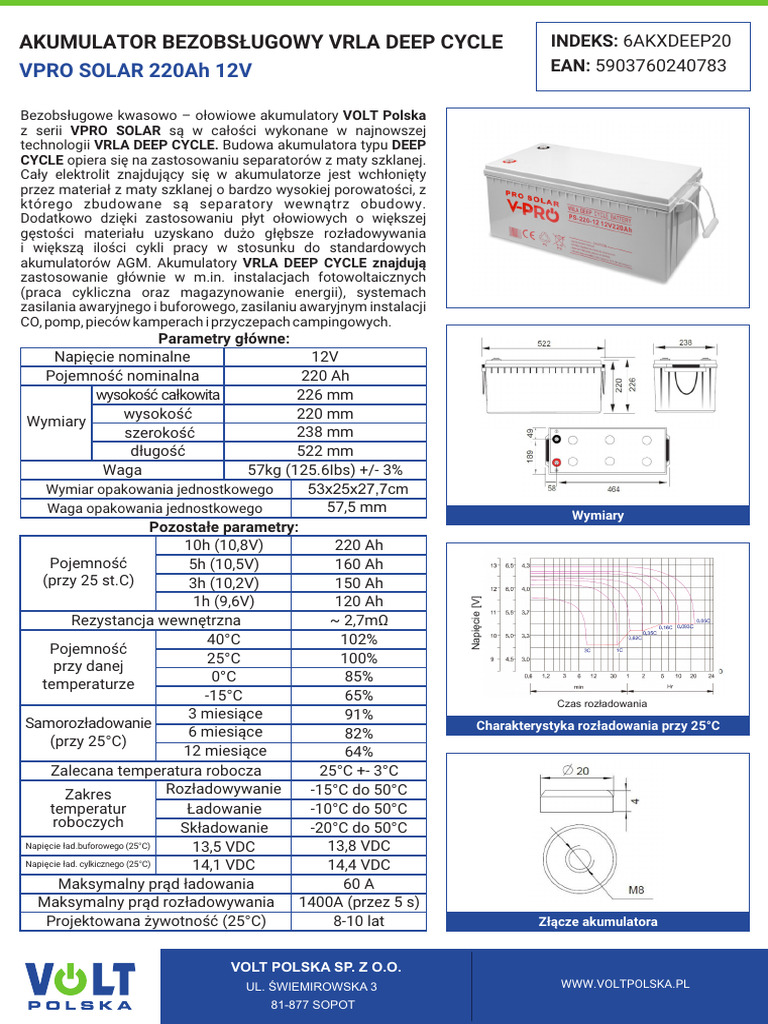 VOLT - Karta Produktu DEEP CYCLE 220 PL (Corel X5) | PDF