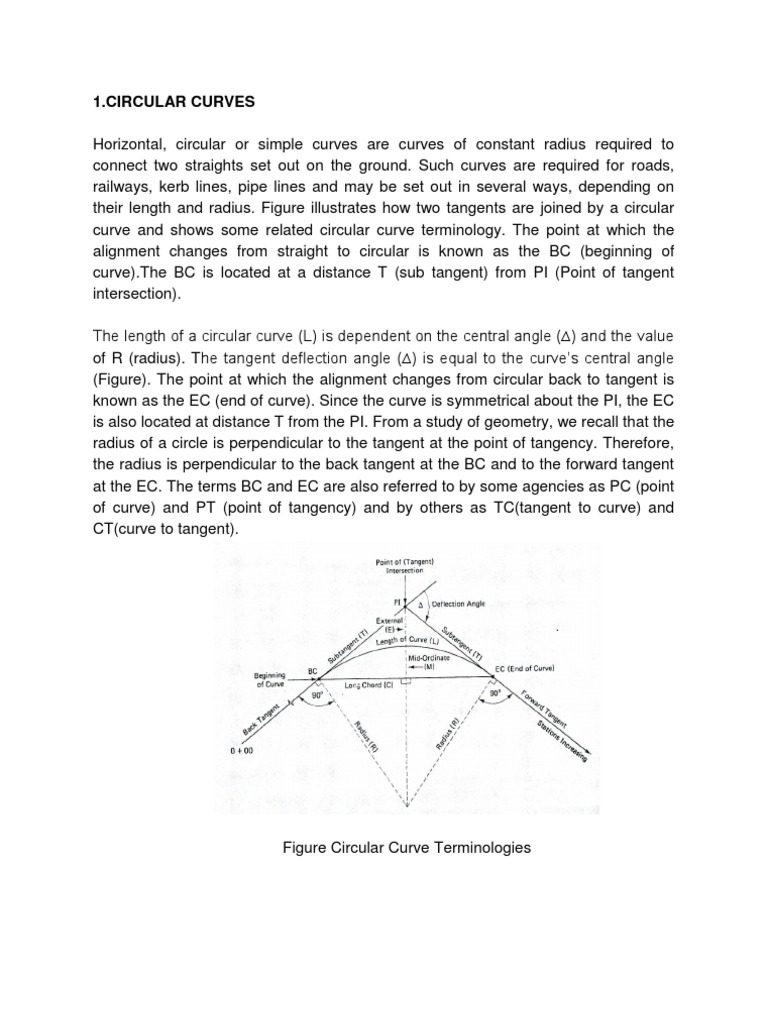 Circular Curves | PDF | Tangent | Slope