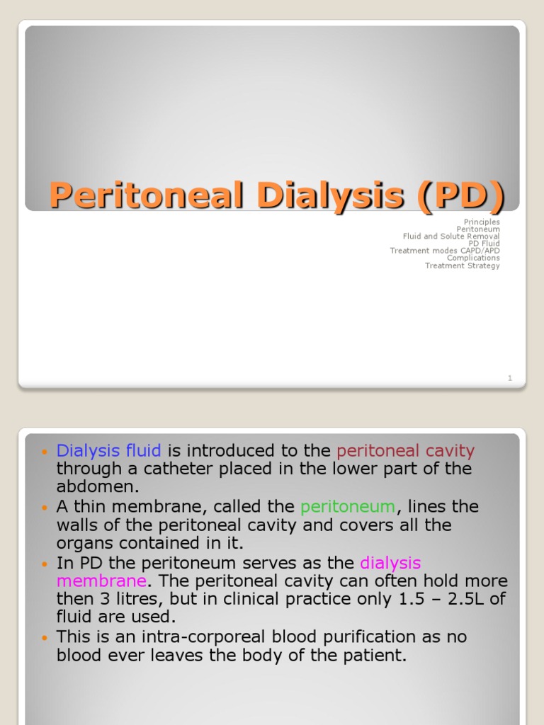 Principles of Peritoneal Dialysis Explained | PDF | Dialysis | Peritoneum