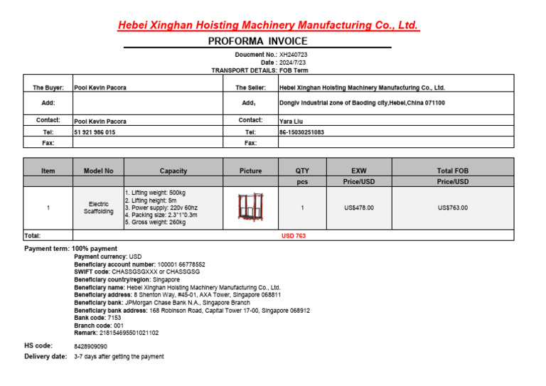 Modelo de Proforma China | PDF