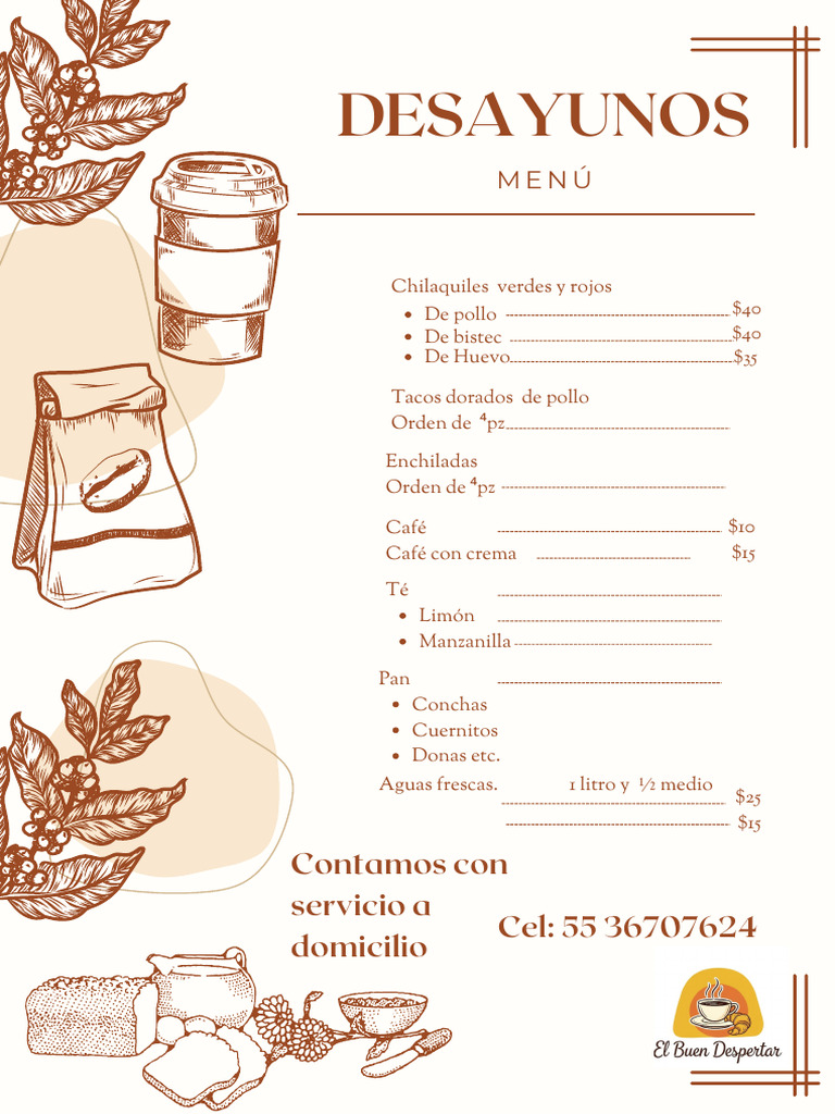 Menú de Cafetería Premium Ilustrado Pastel y Marrón - 20250603 - 092823 - 0000 | PDF