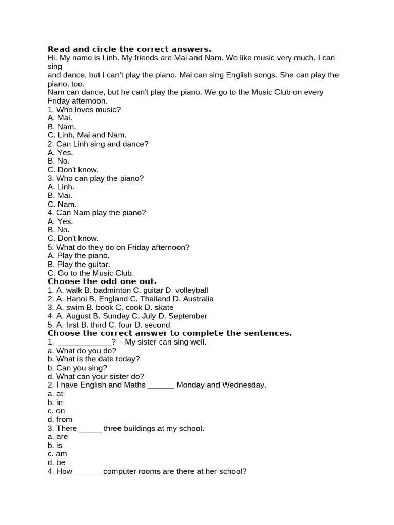 Music Club Activity Worksheet | PDF