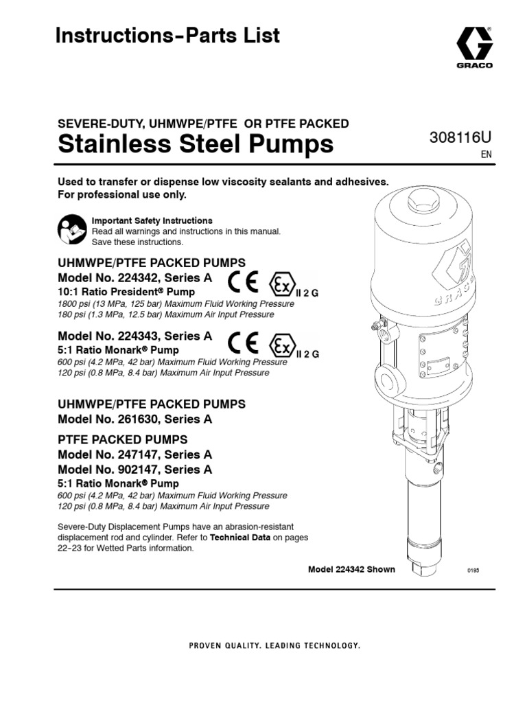 Graco President Pump Manual Overview | PDF | Pump | Valve