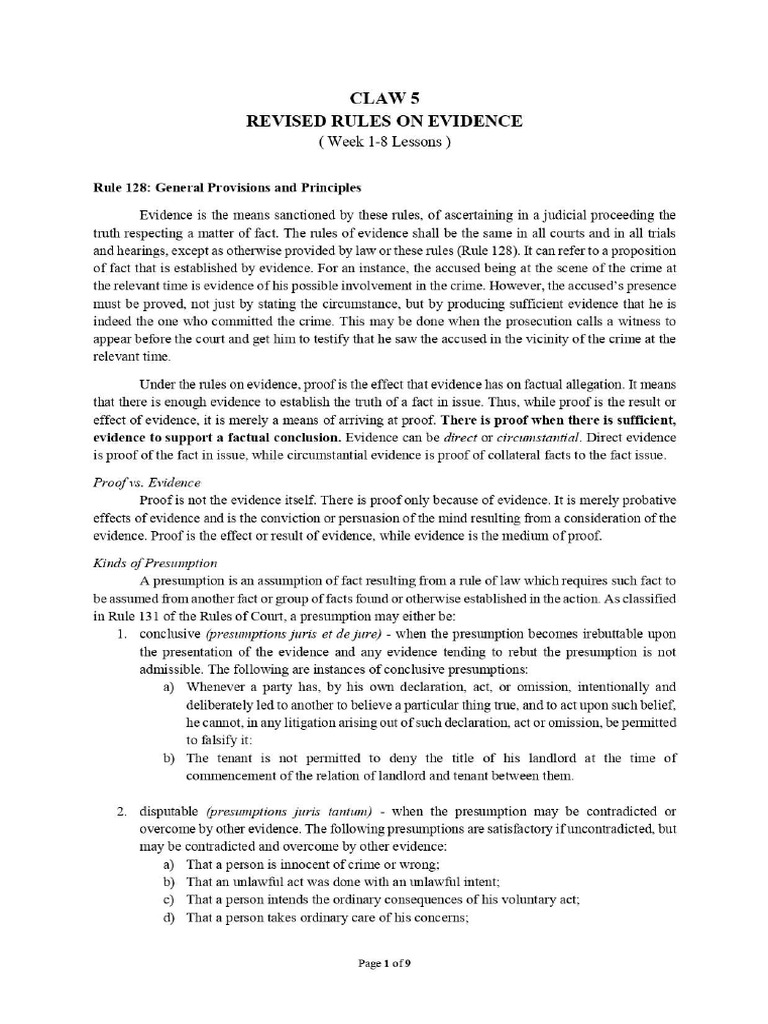 Evidence Midterm Lessons | PDF