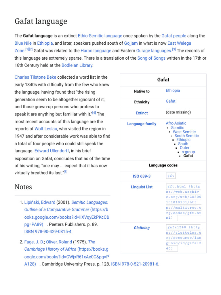 Gafat Language - Wikipedia | PDF | Cultural Assimilation | Linguistics