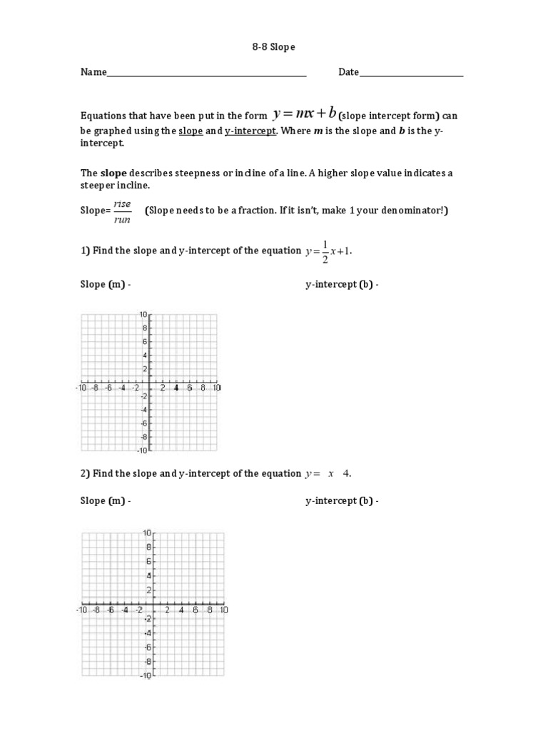 Slope and Y-Intercept Analysis | PDF