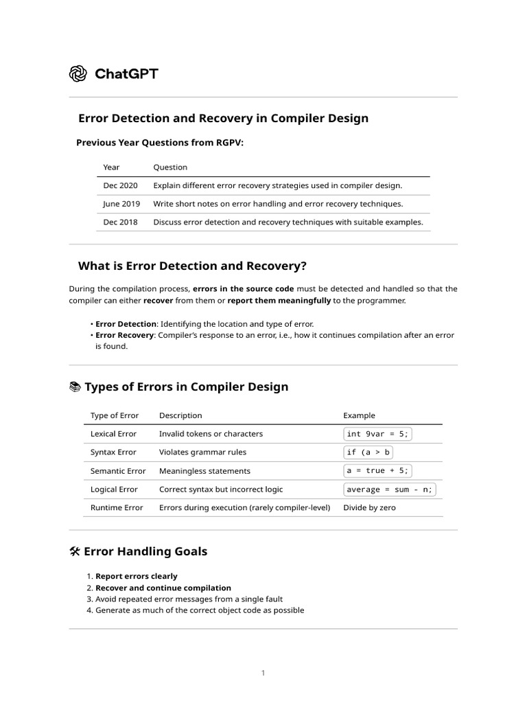 Error Recovery Strategies in Compilers | PDF | Parsing | Grammar