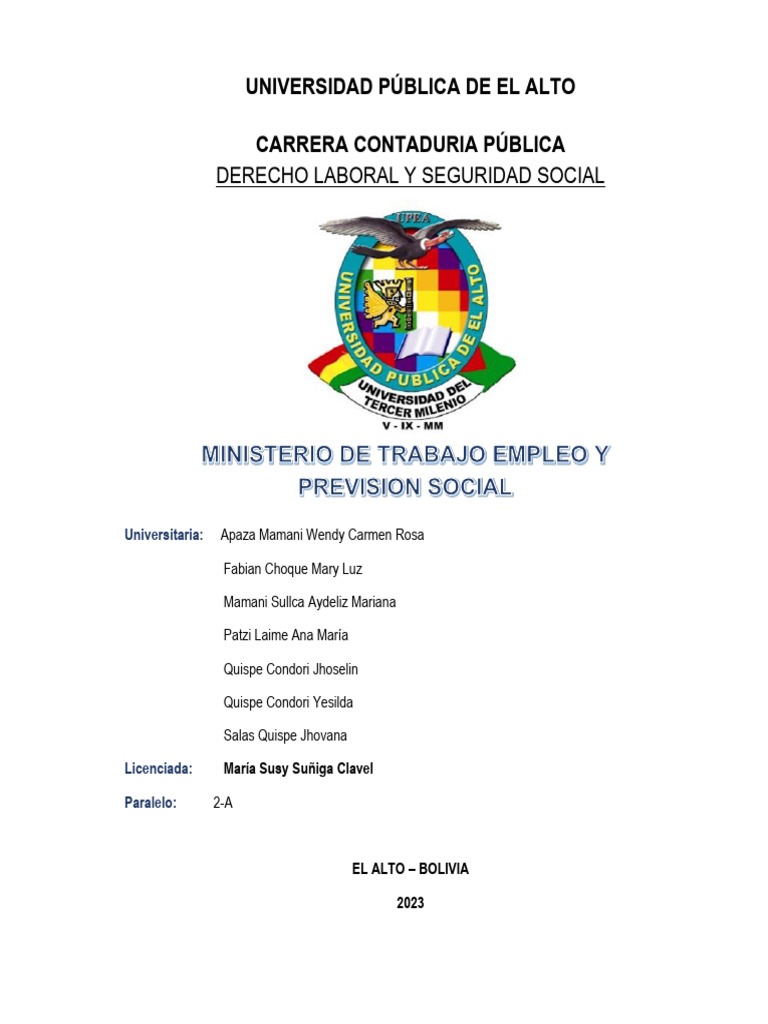 Ministerio de Trabajo Empleo y Previson Social | PDF | Derecho laboral ...