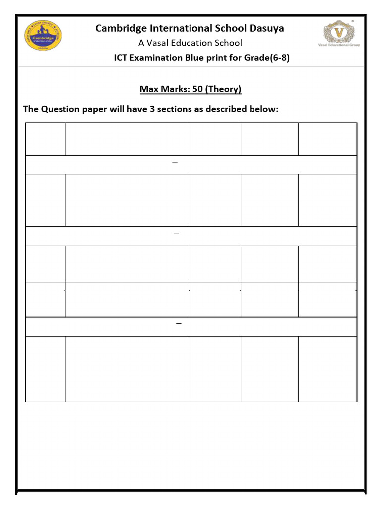 Ict-G6-8 Blue Print Sa1 | PDF